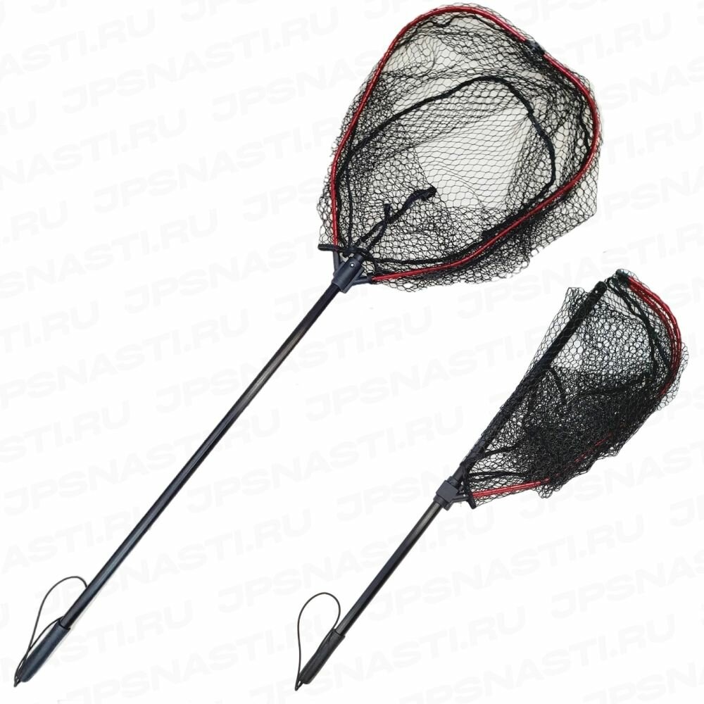 Подсачек складной Yamakeshi Pike в чехле, 168 (112) см, black/red