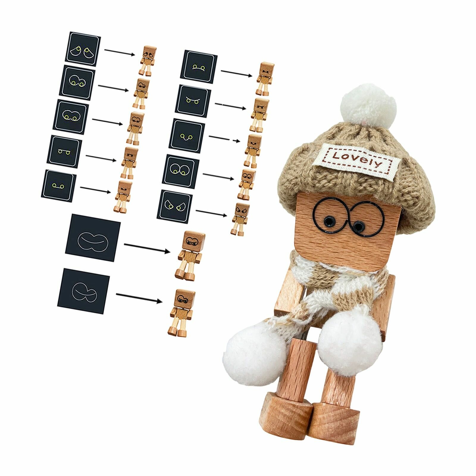 Деревянная кукла с качающимися ножками фигурка деревянного человечка в подарок жене или дочери