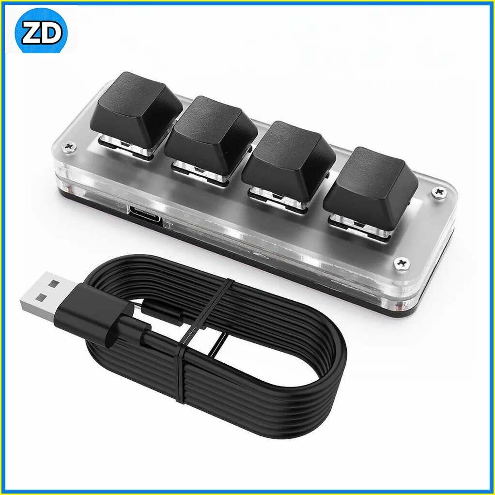 Программируемая мини клавиатура с 4 кнопками, USB проводная, механическая, горячая замена, без регулятора громкости