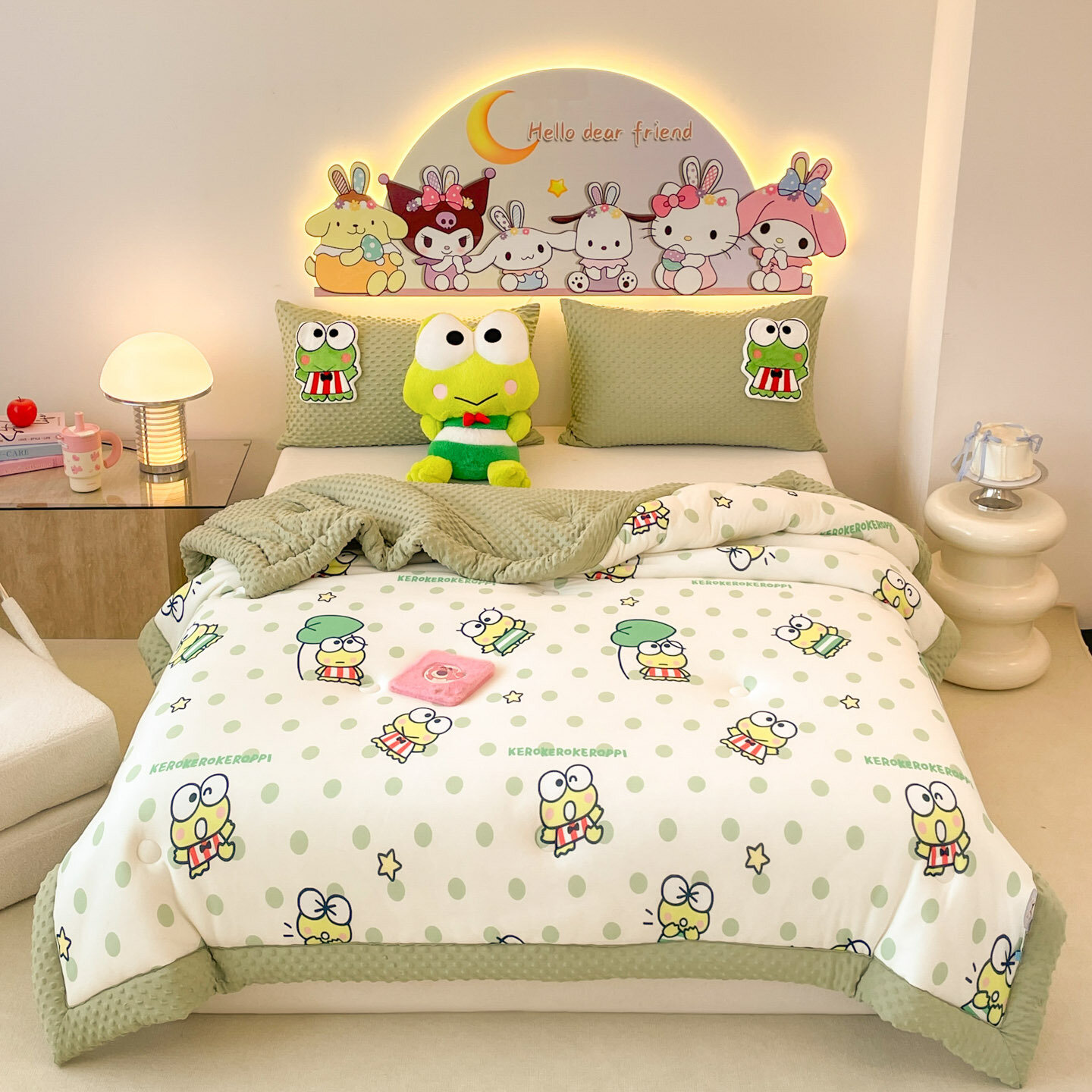 Детское вязаное хлопковое одеяло-мешок Sanrio, флисовое одеяло-мешок с мультяшным рисунком для малышей в детском саду, утепленное зимнее одеяло для школьников.