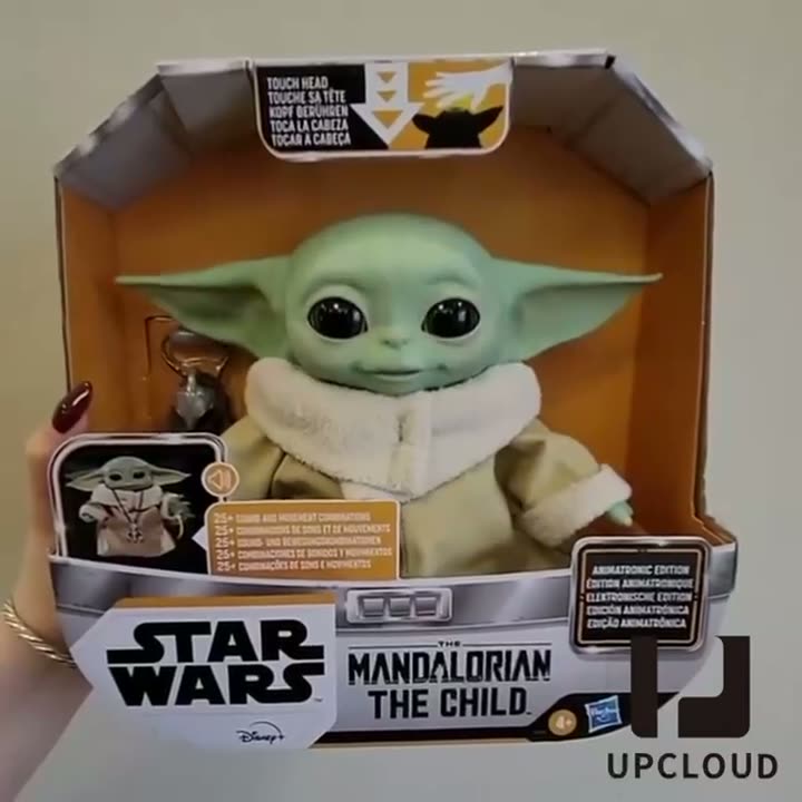 Мягкая интерактивная игрушка Беби Йода (Baby Yoda) из Звездных войн, высота 18 см, с эффектами звука и света — фото 1