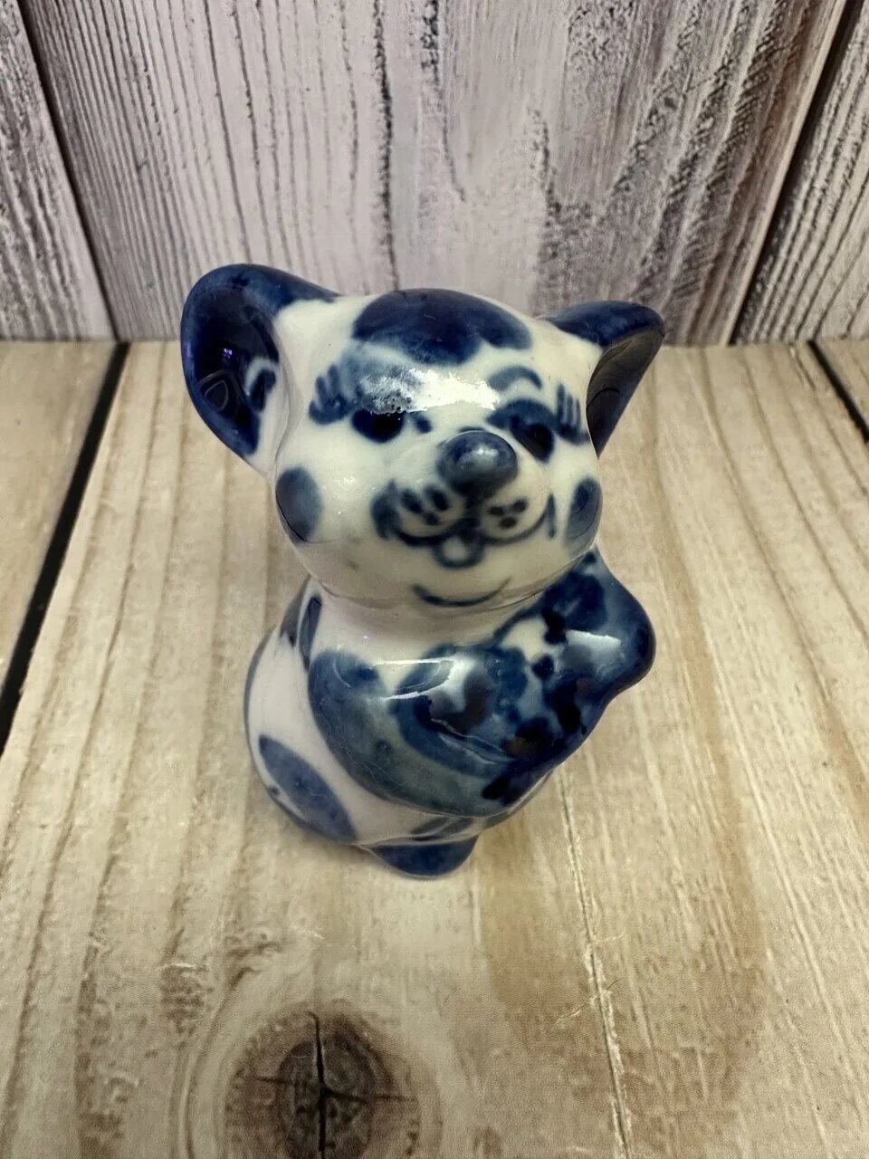 Cтатуэтка Хитрый МЫшёнок Гжель Фарфор винтажная Авторская шикарная