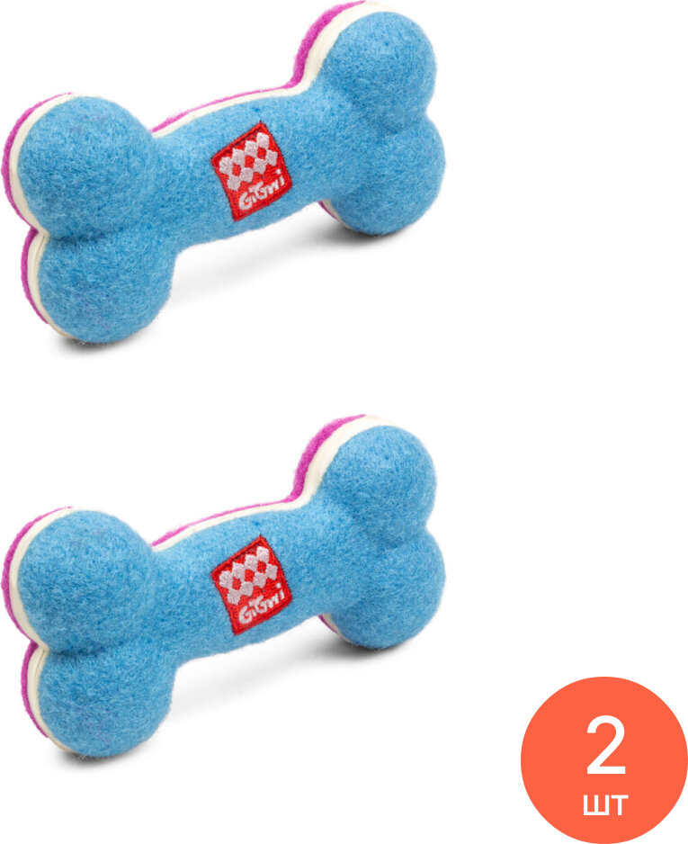 Игрушка для собак GiGwi / ГиГви CATCH & FETCH кость малая с пищалкой, размер 11х5.5х3см / зоотовары для животных (комплект из 2 шт)