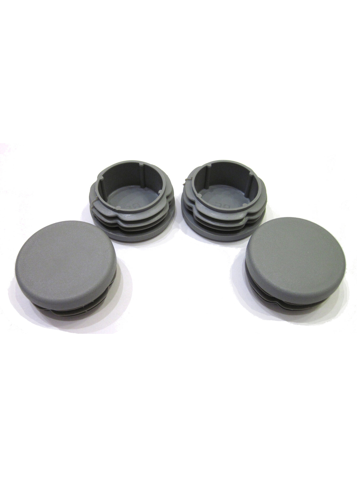 Заглушка для круглой трубы с внешним диаметром 38мм и диаметром отверстия 30-36мм, пластиковая, серая, 4шт.