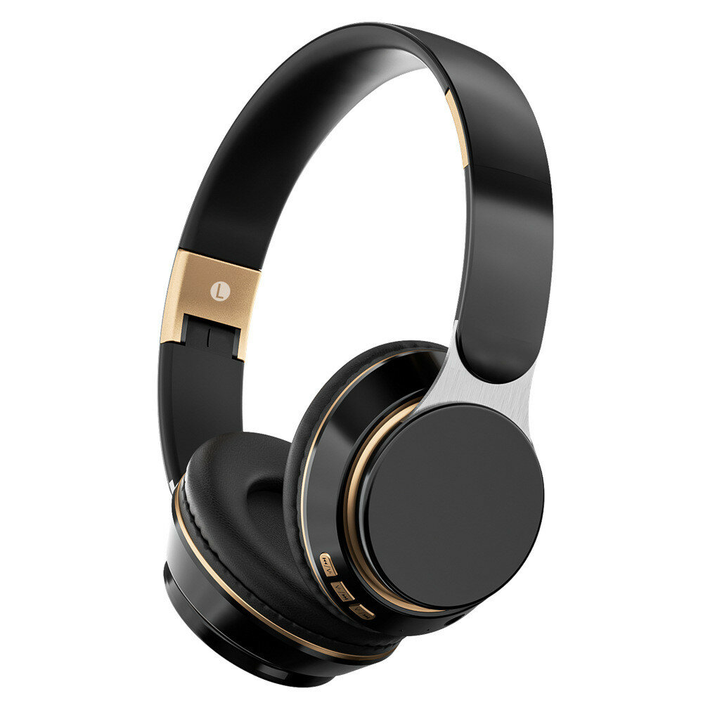 Bluetooth headsets sports folding over ear with long battery life for active use black