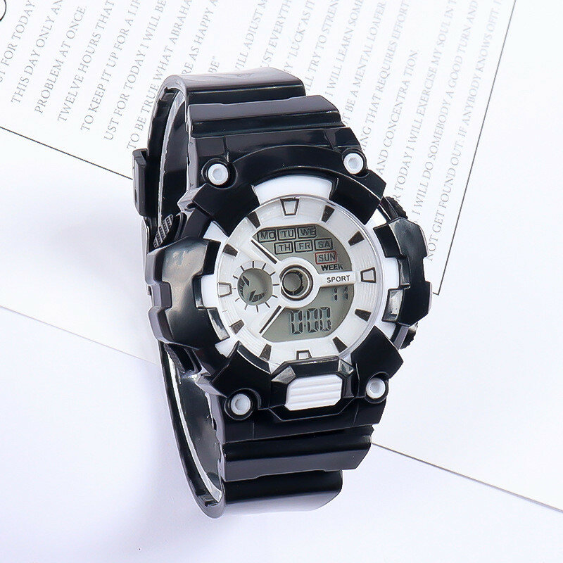 Водонепроницаемые спортивные часы цифровые с подсветкой для детей подростков подарок черный