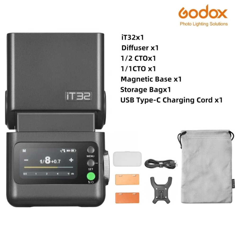 Godox iT32 Вспышка для фотокамеры с поворотным держателем лампы TTL HSS (без триггера)