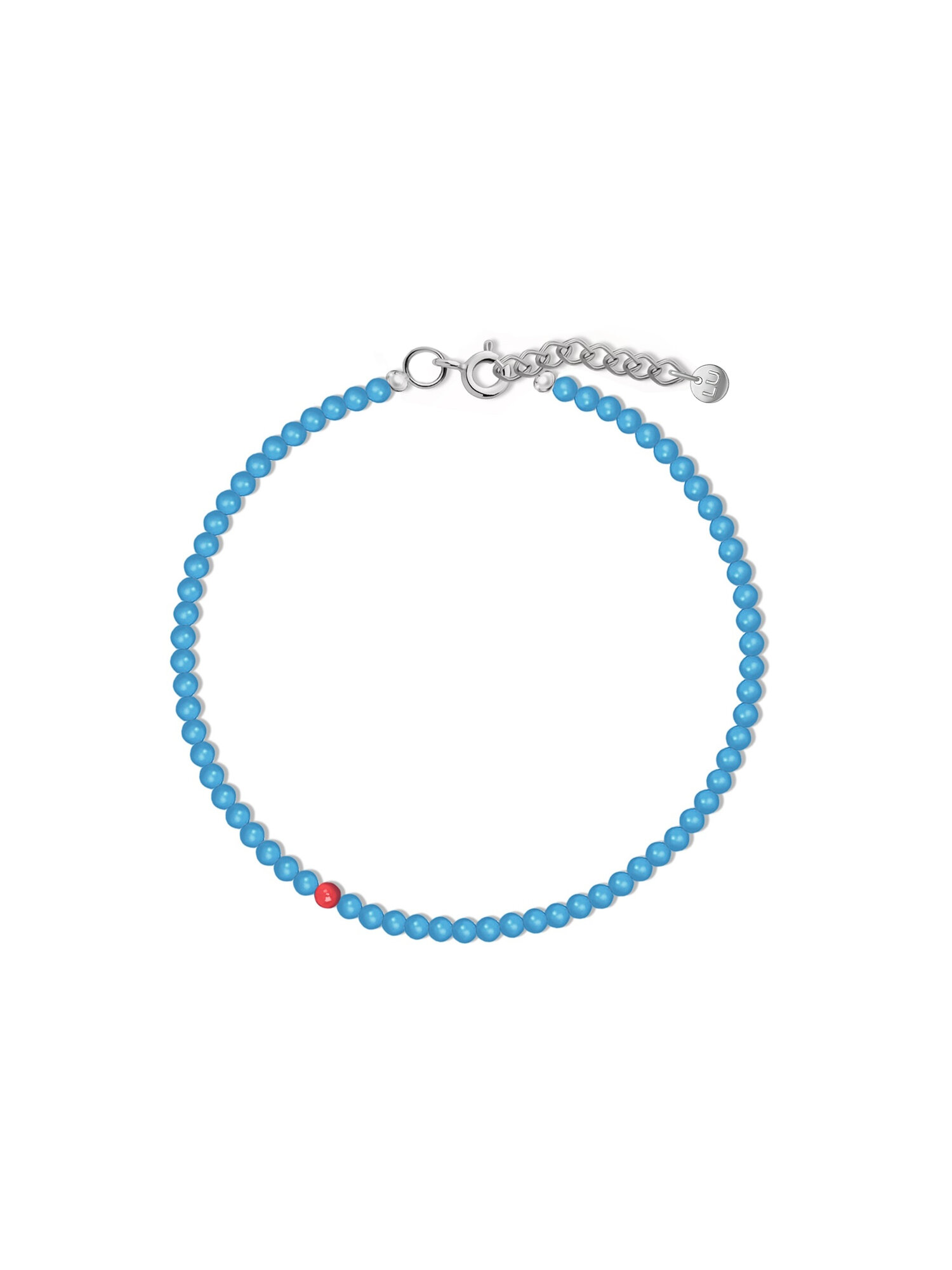 Браслет LU Jewel, серебро, 925 проба, говлит, коралл, длина 16 см., синий/голубой — фото 1