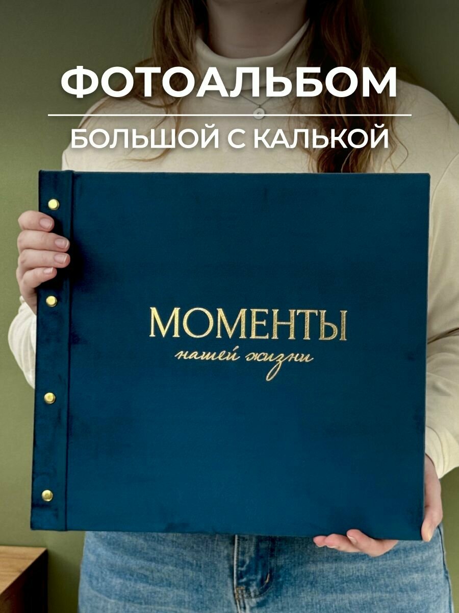 Фотоальбом MyAlbums "Моменты нашей жизни", синий велюр, большой фотоальбом с калькой