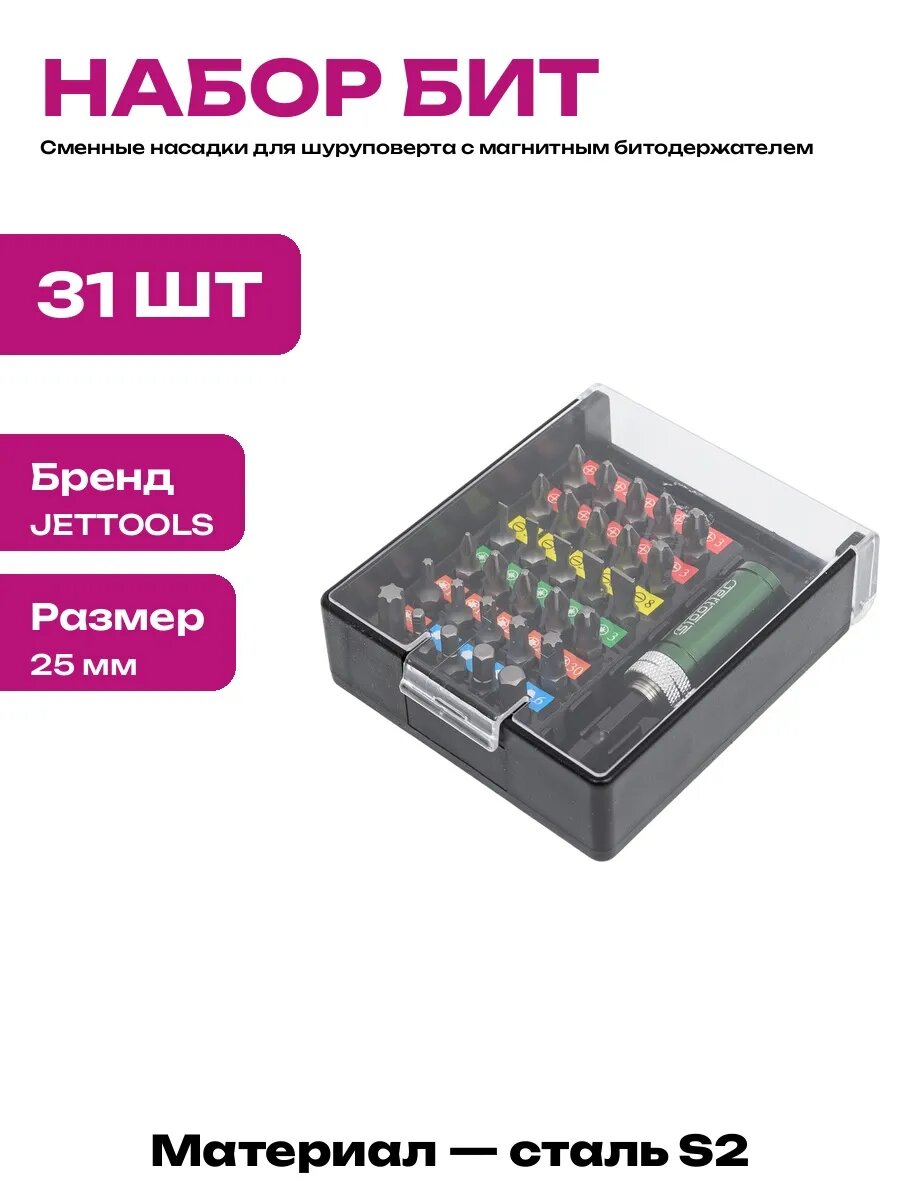 Биты для шуруповерта в кейсе с адаптером сталь S2 тип W-4731