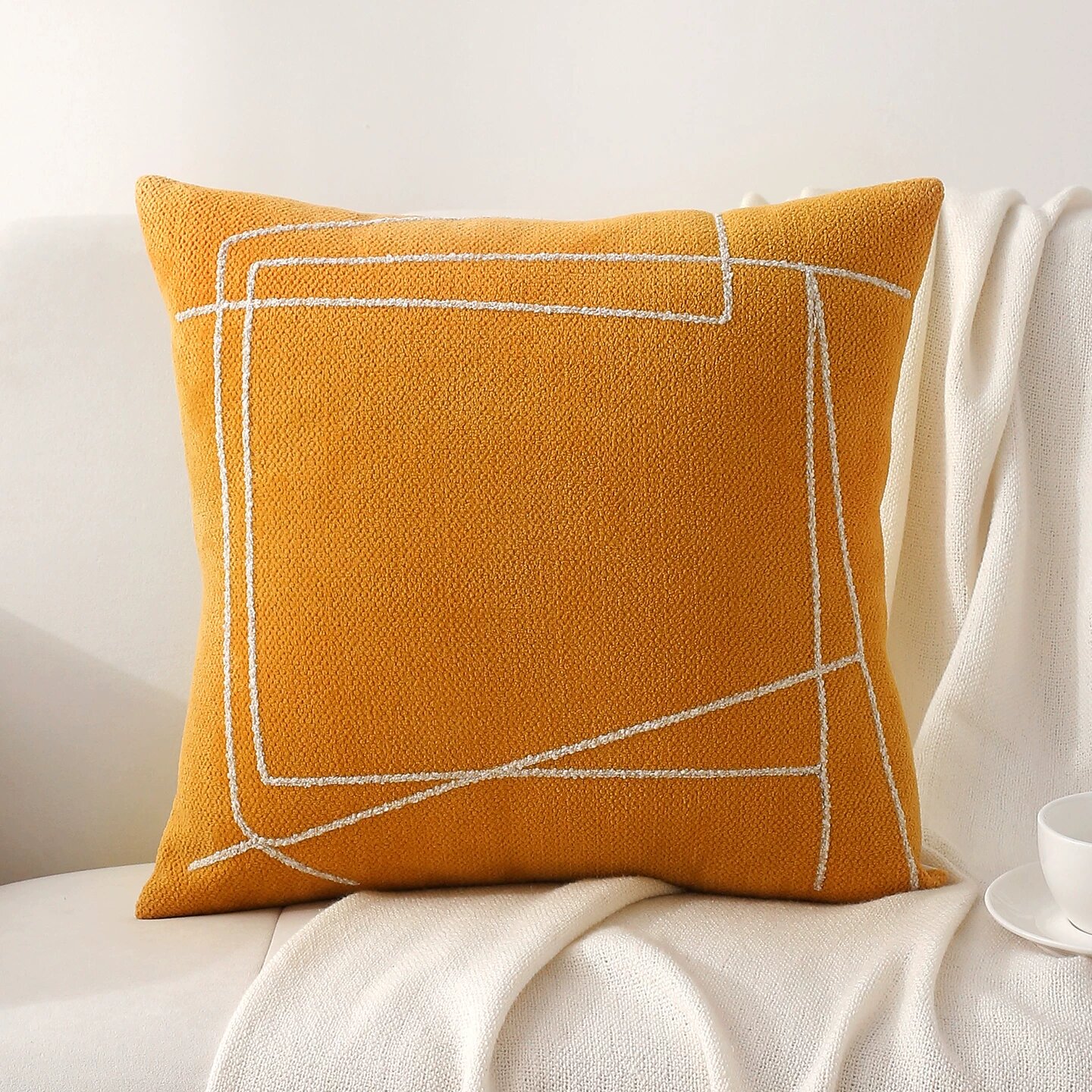 Супер коттон вельвет геометрический амарантовый оранжевый 45x45 см чехол с подушкой декор