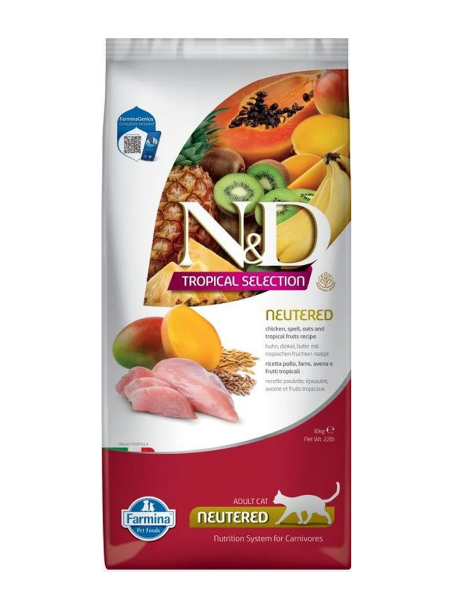 Сухой корм Farmina N&D Tropical Selection (Фармина) для стерилизованных кошек и кастрированных котов с курицей, 10 кг