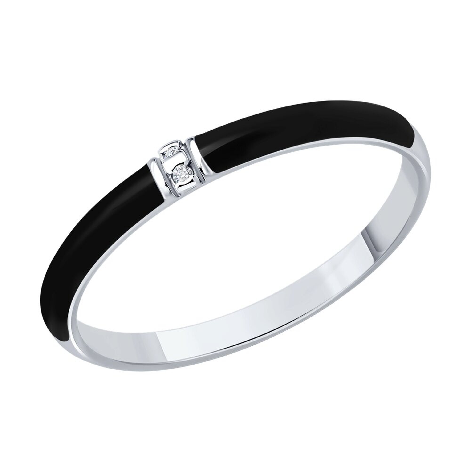 Кольцо, серебро, 925 проба, родирование, эмаль, бриллиант