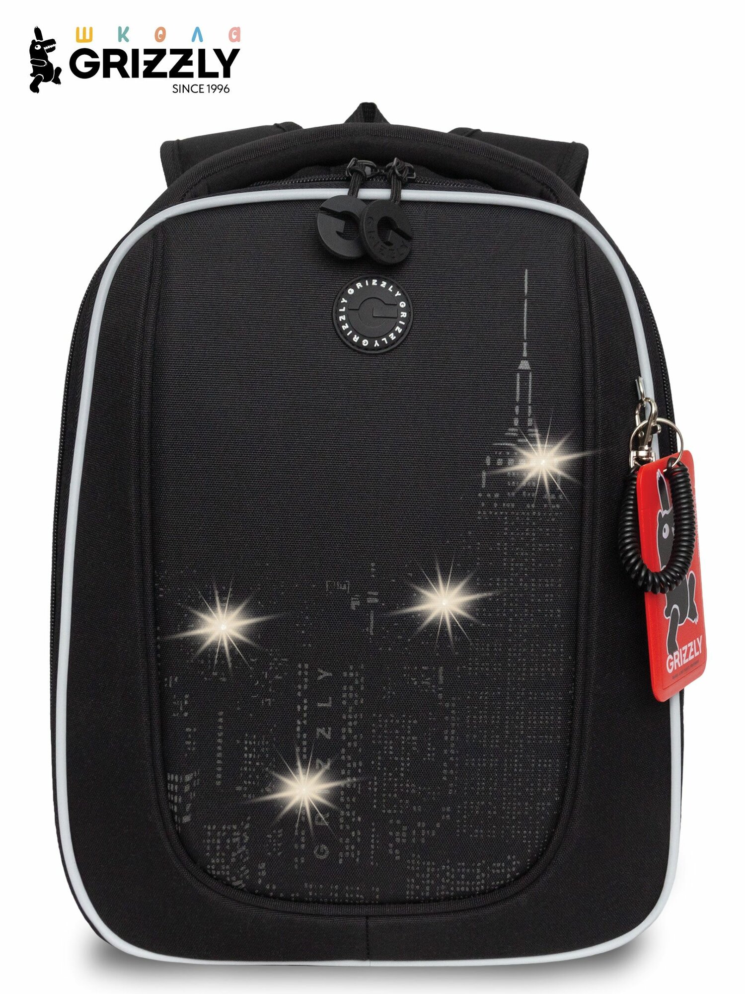 Ранец школьный формованный GRIZZLY с анатомической спинкой, на ножках, для мальчика, RAf-593-6