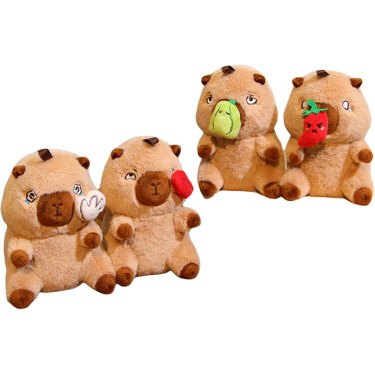 Кукла-брелок унисекс LEJIER Capybara Family (Eating Pepper+Eating Bitter Gourd+Getting A Slap+Kissing in The Air), 12 см