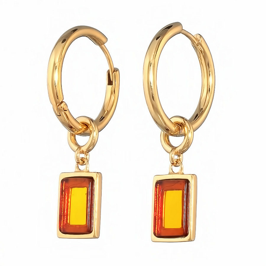 Серьги конго, серебро, 925 проба, янтарь