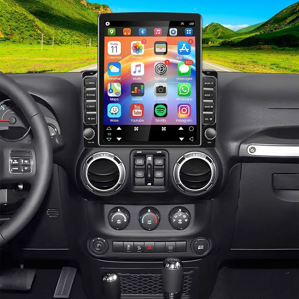 Автомобильная стереосистема Android 13 Double Din для Jeep Wrangler 2007-2017, 4G + 64G, 9,7-дюймовый сенсорный экран,