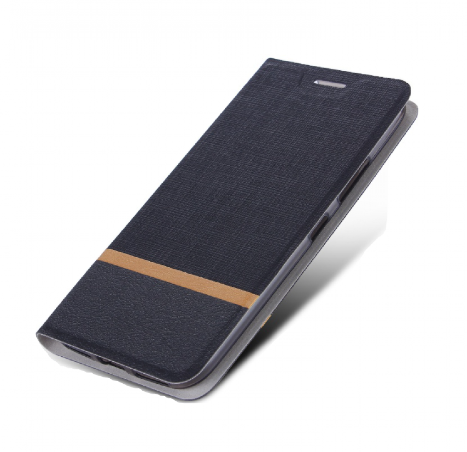 Чехол-книжка MyPads Con Striscia для iPhone 4/4S из ткани под джинсу с кожаной вставкой