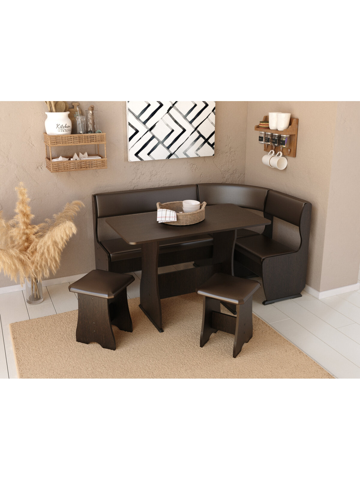 Кухонный уголок "Андрей-2 венге/шоколад" Huge Mebel. Ширина 2000. Кухонные уголки