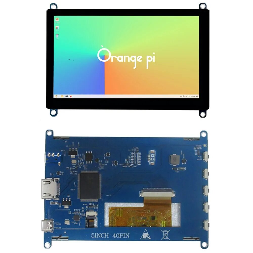 Графический экран 5-дюймовый IPS-дисплей 800×480 сенсорным USB-управлением LCD-дисплей HDMI и ёмкостным сенсором. Совместим с Raspberry Pi, Banana Pi, Orange Pi и ПК.