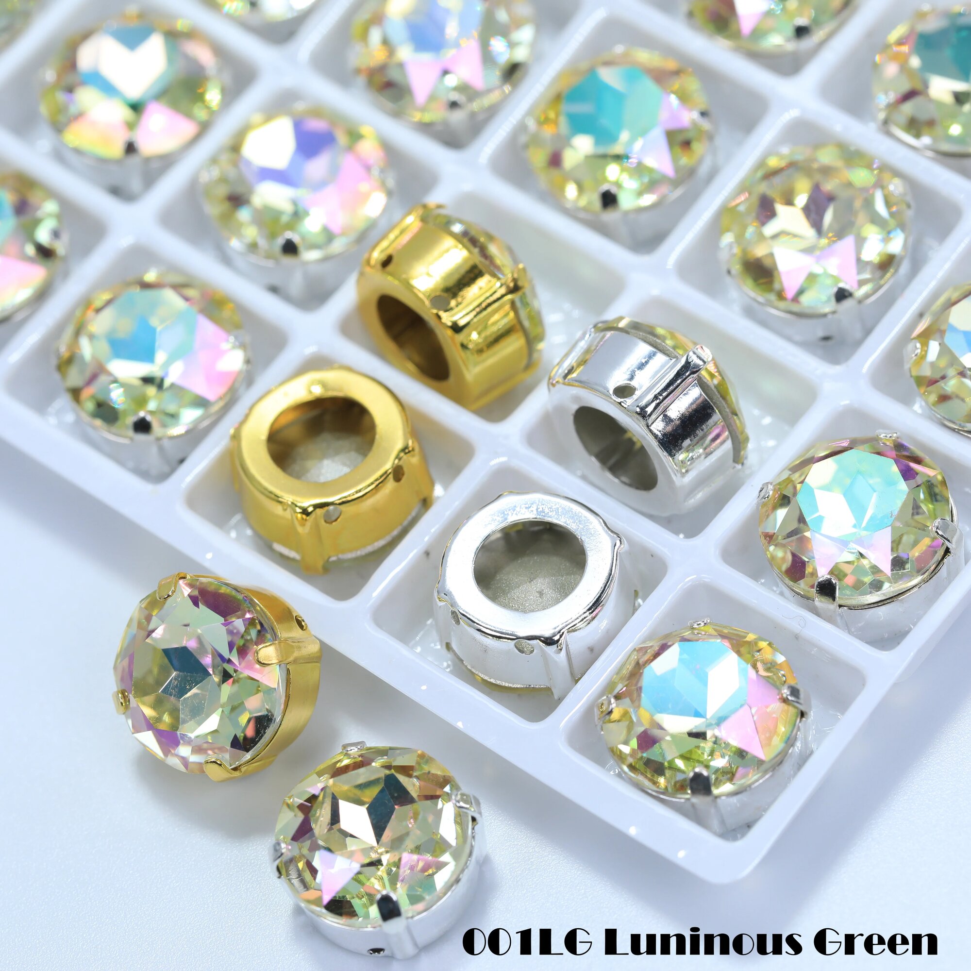 Кристаллы Gem Flower белые 18/20/25/27 мм Silver Claw, 9Pcs 27mm, 001LG Luninous Green