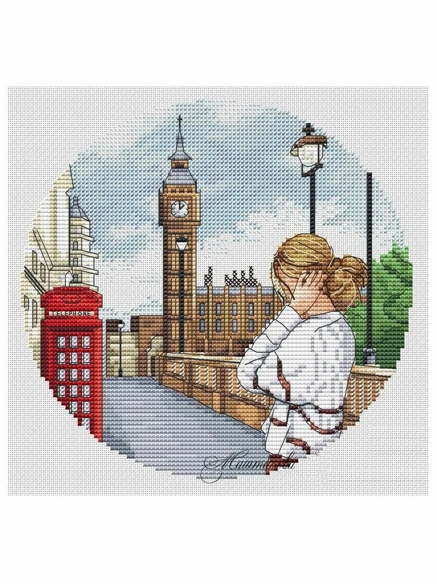 Набор для вышивки Amishop "Лондонские улицы", 16CT, 150х150 мм, 96 x 93 стежков, 39 цветов