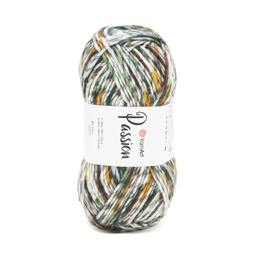 Пряжа для вязания YarnArt Passion 1242 петрольный желтый 100 гр/200 м 20% шерсть, 80% акрил