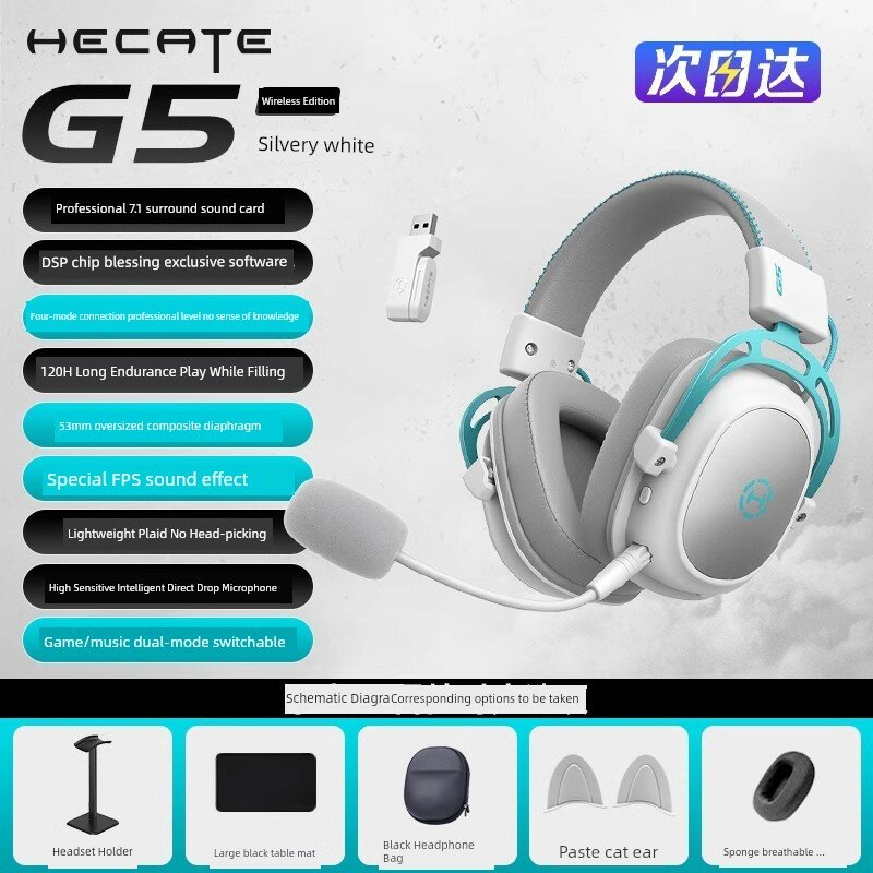 Edifier G5 беспроводные игровые наушники Bluetooth, цвет серебристо-белый, стандартная версия