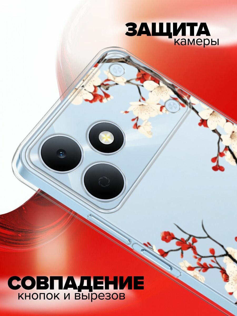 Чехол на Realme Note 80 / Реалми Нот 80 с принтом Красивые веточки с цветами — фото 1