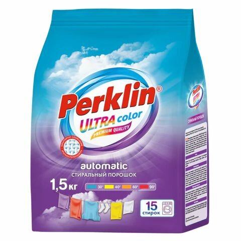 6 шт. Стиральный порошок автомат 1,5 кг PERKLIN (перклин) ULTRA "Color", улучшенная формула, универсальный, 700605