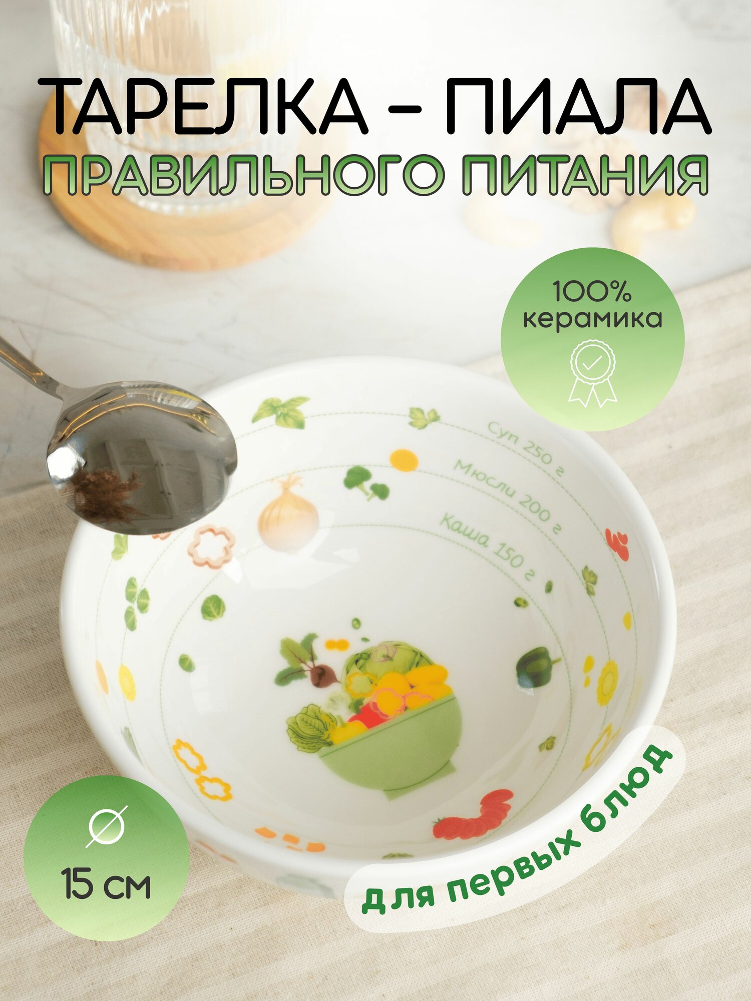 Тарелка пиала для правильного питания / керамика / MM Лавка