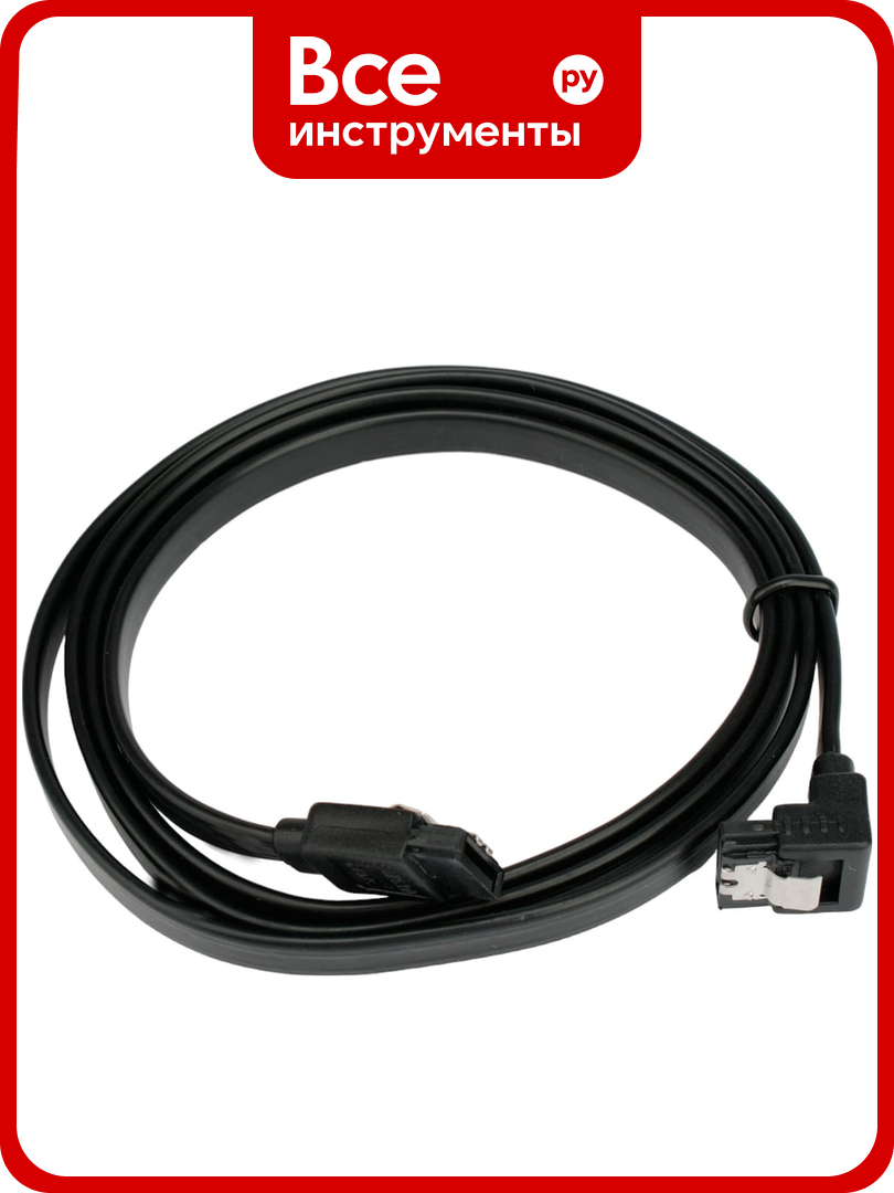 Интерфейсный кабель Cablexpert sata, sata3 7pin/7pin, 100см, мет. защелка, черн, пакет, CC-SATAM-DATA90-BL-100CM
