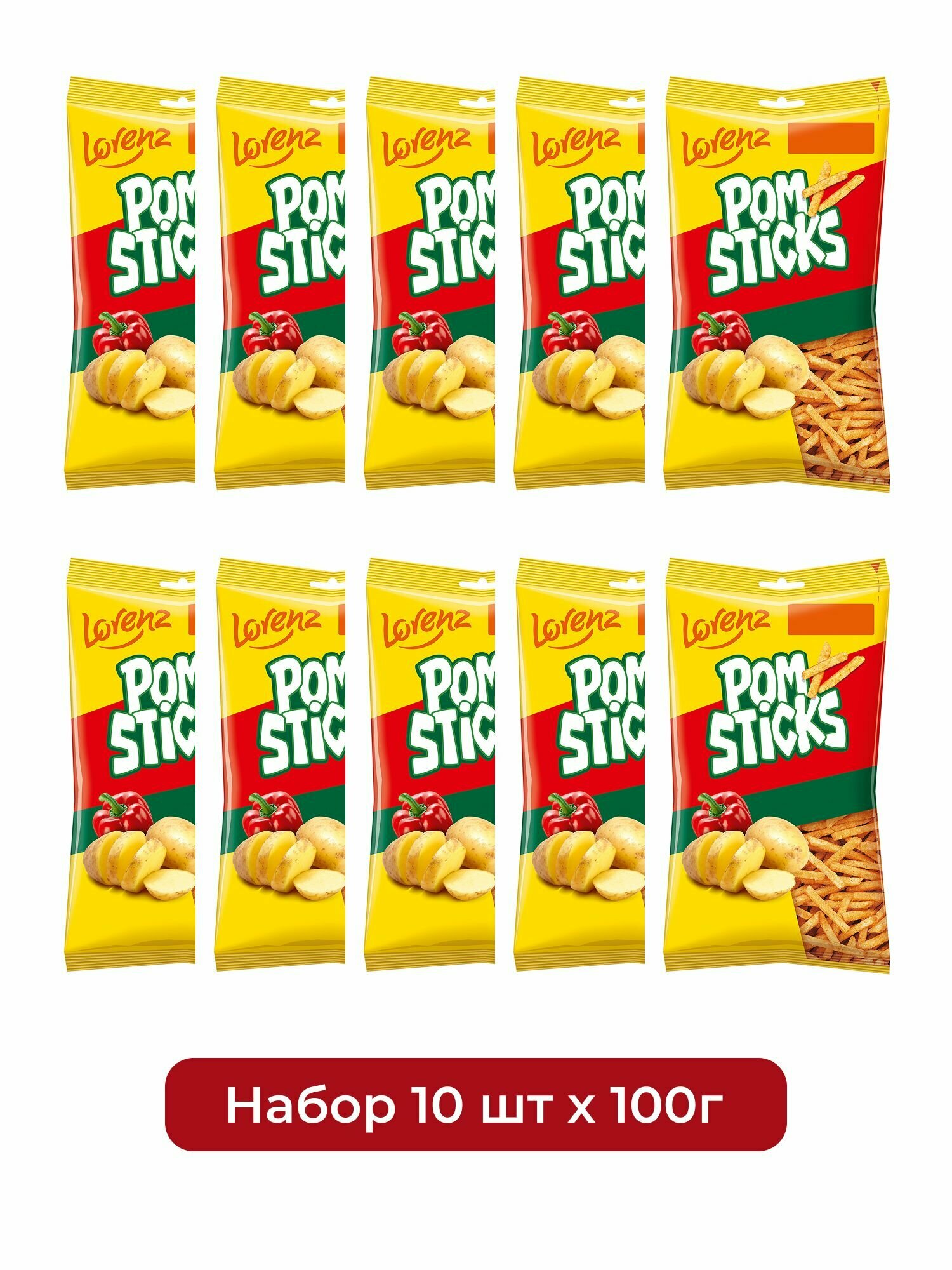 Чипсы Lorenz Pomsticks соломкой Паприка, 100г х 10шт.