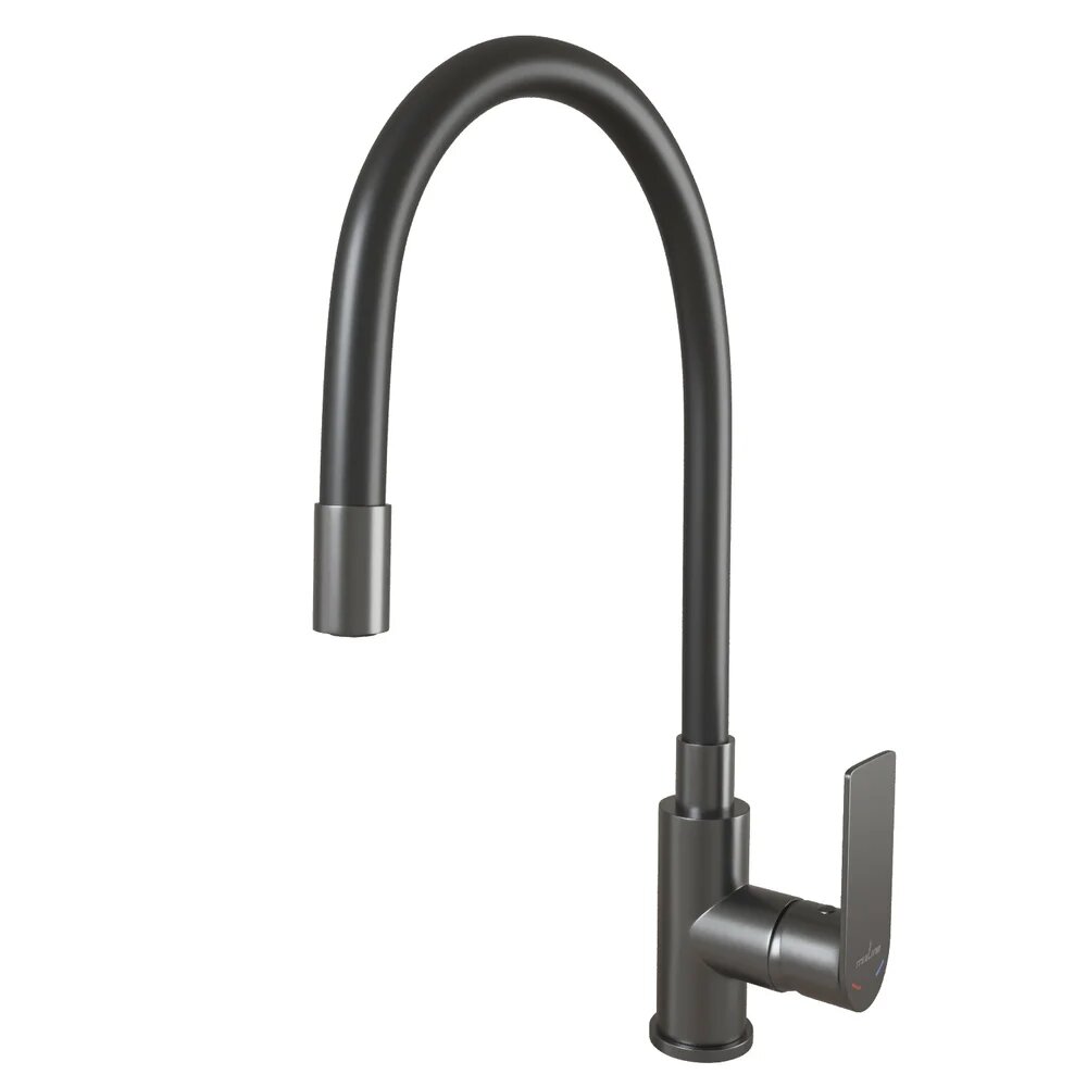 Смеситель для кухни 35к MIXLINE ML33-098GR "City Graphite" гибкий излив боковая ручка б/отв графит