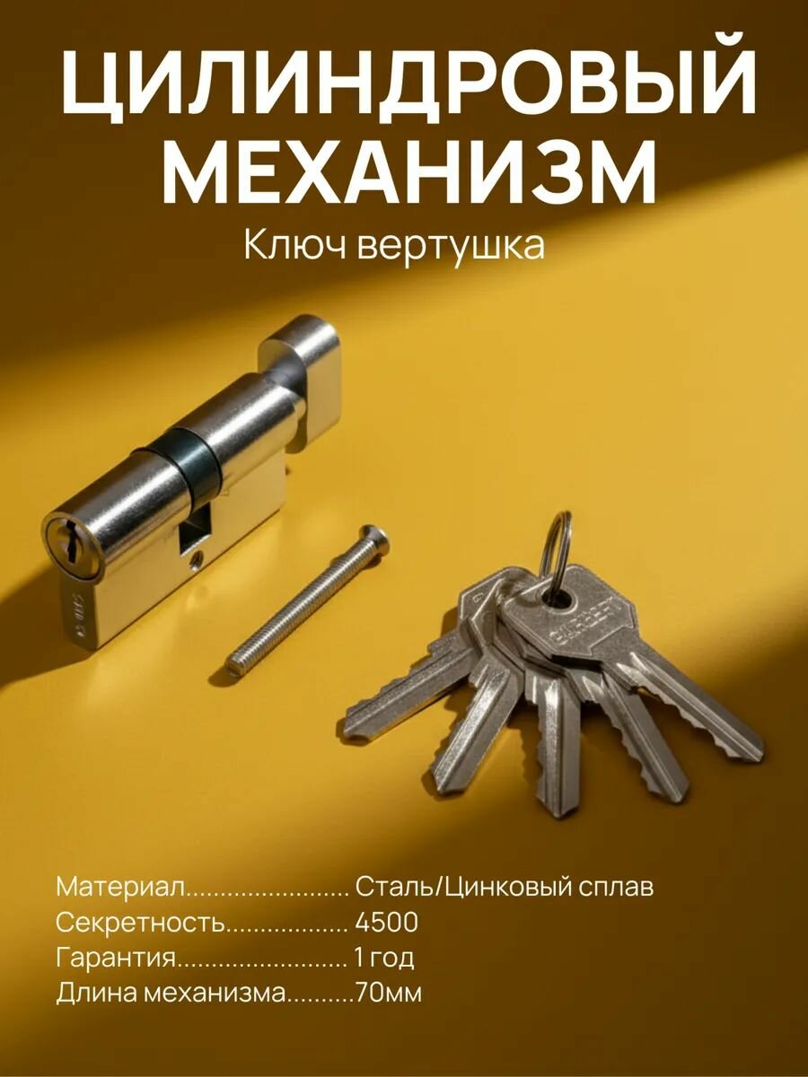 Цилиндровый механизм (личинка замка) с вертушкой для замка Стандарт 5 ключей