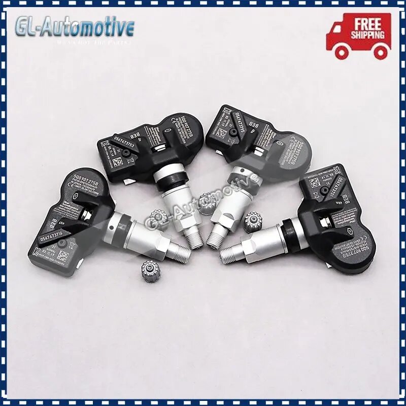 4 шт. датчиков давления в шинах TPMS 433 МГц для Skoda Karoq, Kodiaq, Octavia, Superb, Volkswagen Amarok, Bentley, Audi 5Q0907275