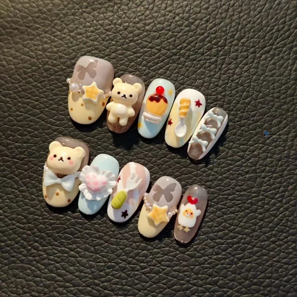 Накольные ногти Keeppley Rilakkuma мультяшные XS S M L S-15-11-12-11-9, 15