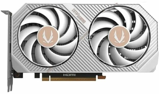 Видеокарта Zotac GAMING GeForce RTX 5050 TWIN EDGE OC WHITE ED, NVIDIA RTX 5050, 8 ГБ GDDR6, 128 бит, PCI-e 5.0, 1xHDMI, 3xDP, 2602 МГц