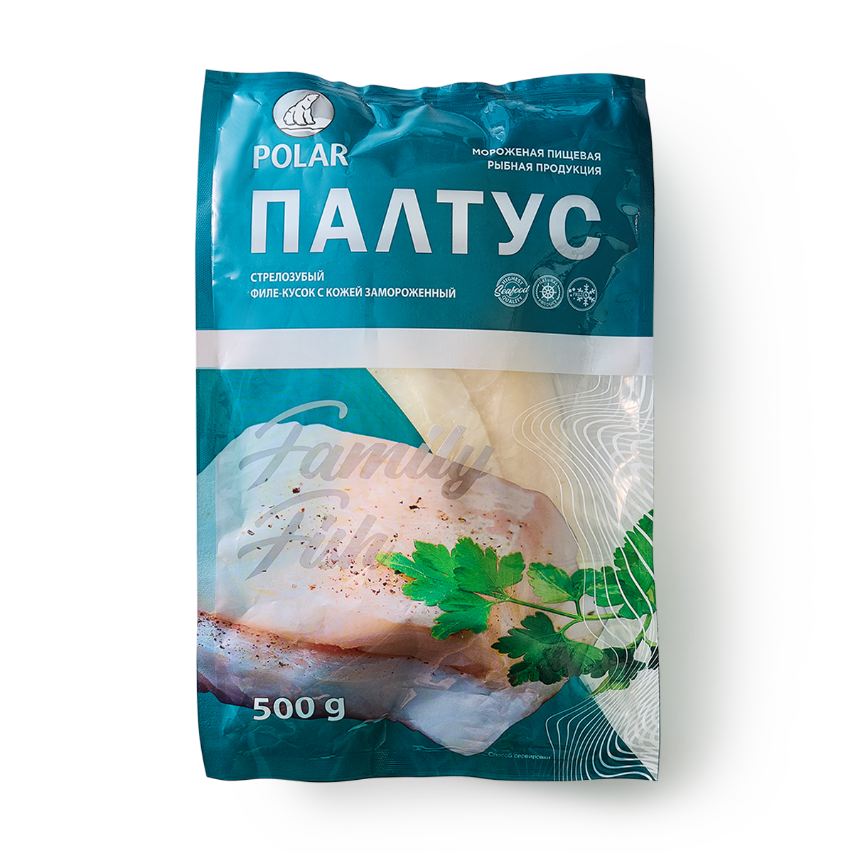 Палтус Polar, филе, с кожей, замороженный, без головы, 500 г