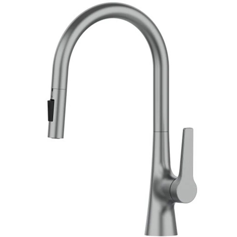Кран для кухни Smesiteli Gun Gray Brass Single Hole Deck Mounted 360 Degree Rotation Kitchen Pull Out Brass Faucet с горячей и холодной водой