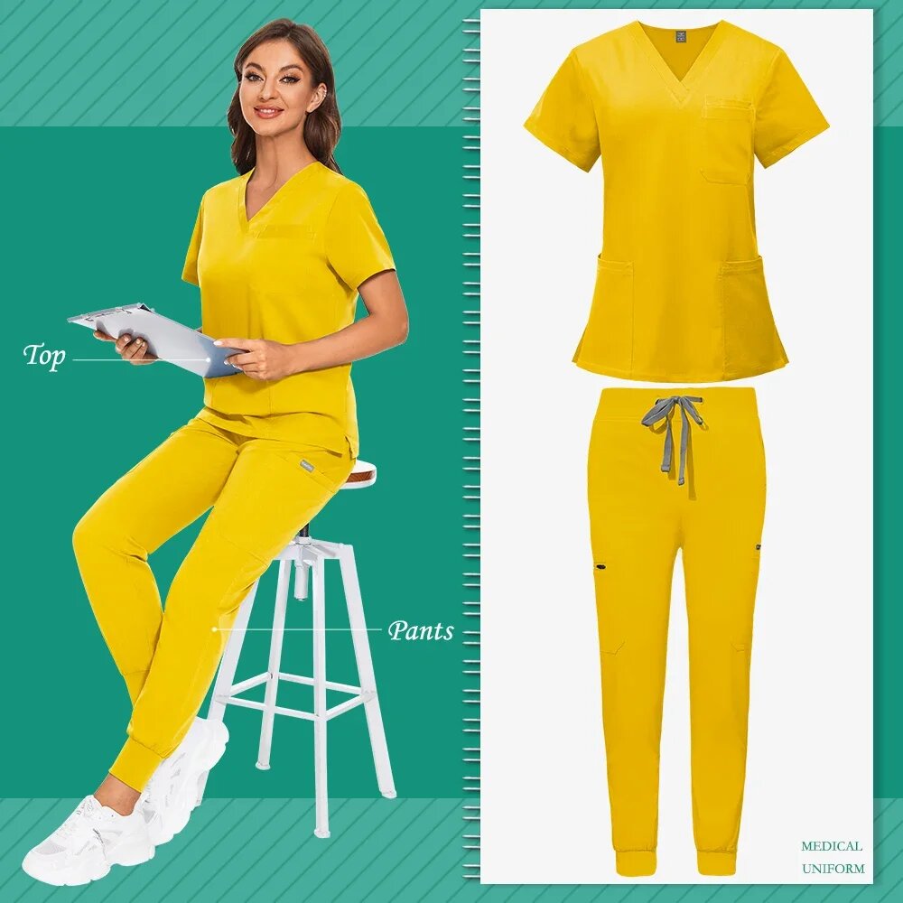 Медицинские халаты HTTHDD S (55-65 kg), Желтый, Yellow