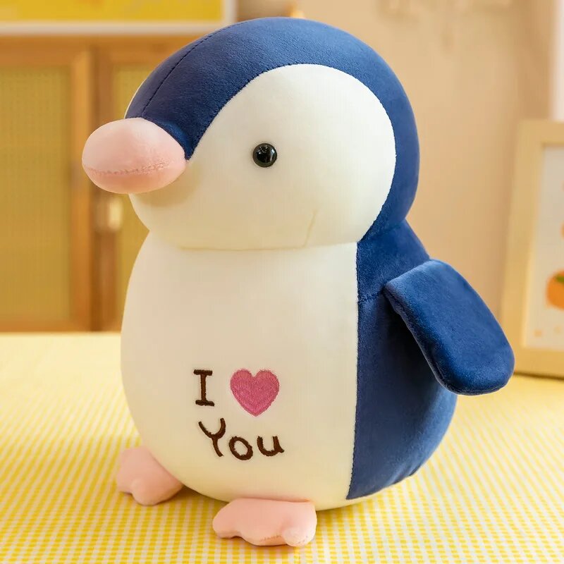 Плюшевый пингвин, синий, I love you