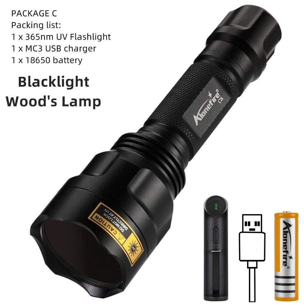 AloneFire C8 365nm UV фонарик