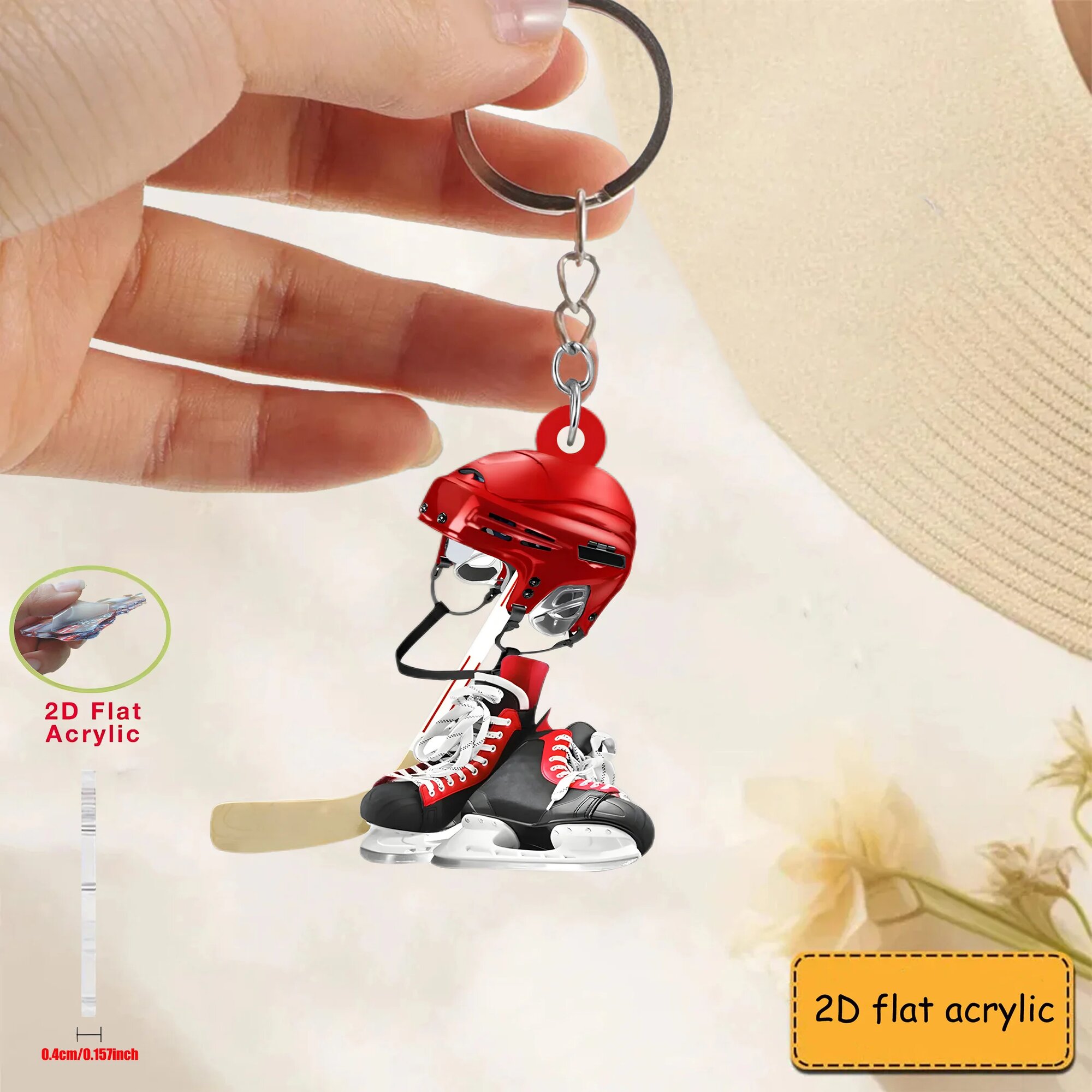 Cool &Novel брелок хоккейный 2D акрил 5 шт. Красный, Ice Hockey Keyring C