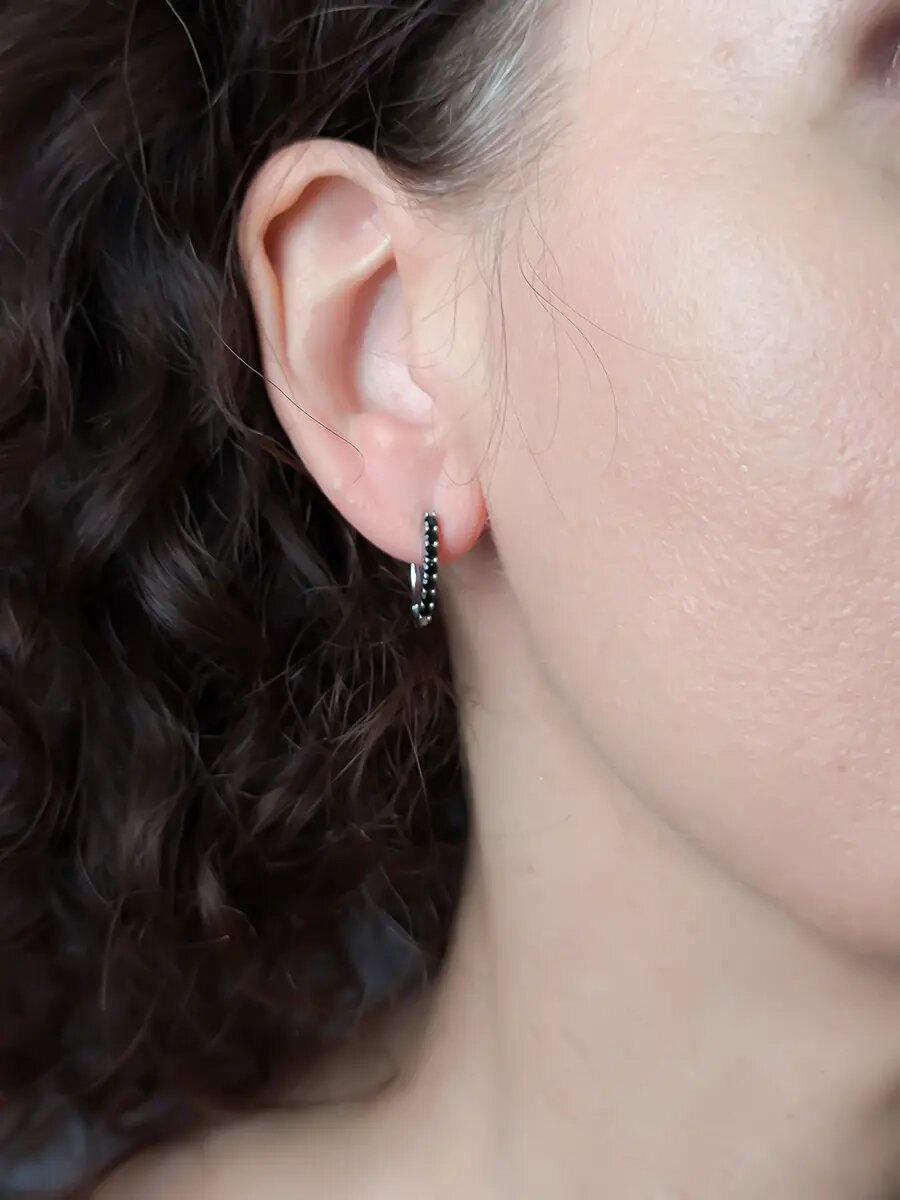 Серьги, серебро, 925 проба, родирование, шпинель