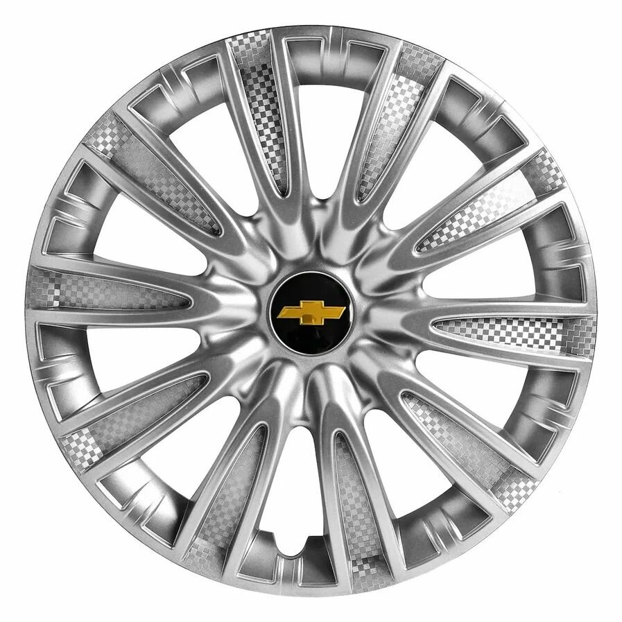 Колпаки ШЕВ торнадо R14", серебристый карбон, 4 штуки