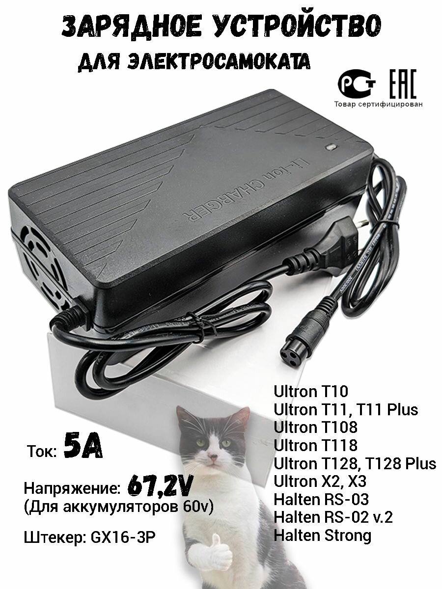 Зарядное устройство для электросамоката Ultron 67,2V 5A