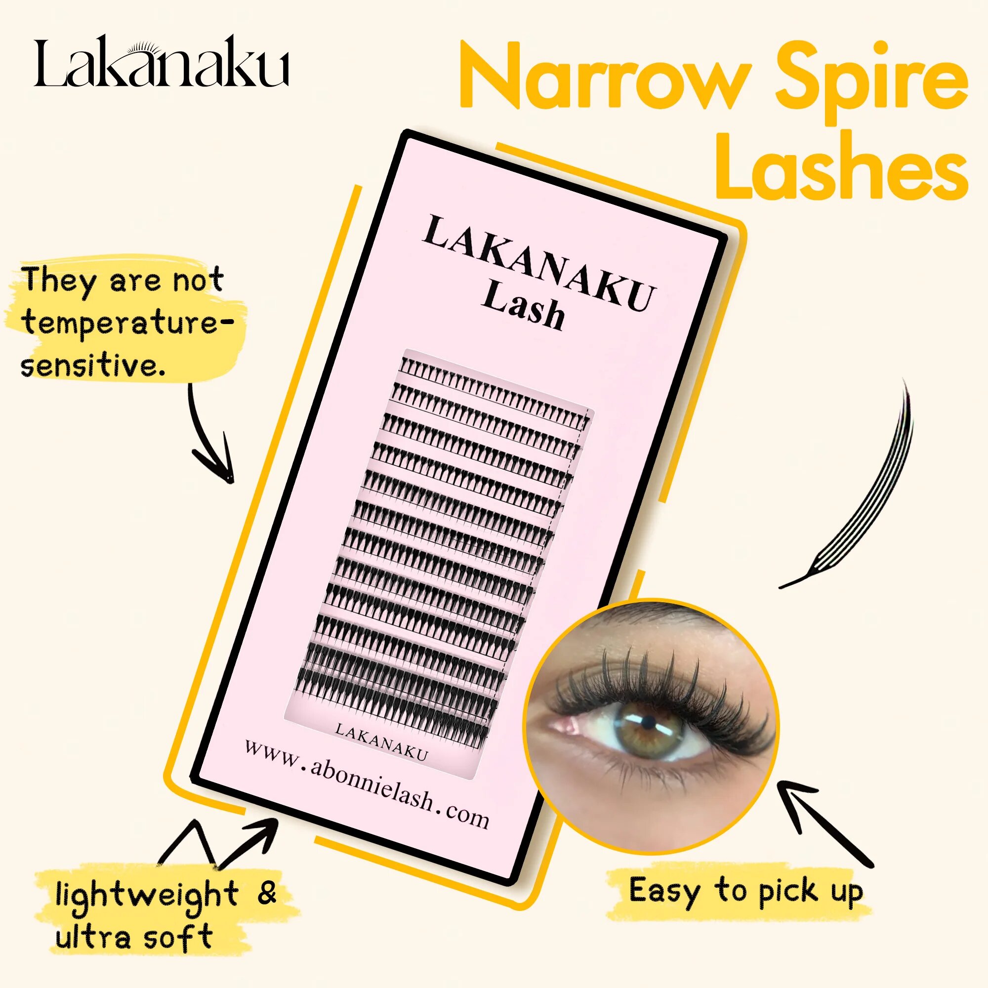 LAKANAKU ресницы Narrow Spire C изгиб