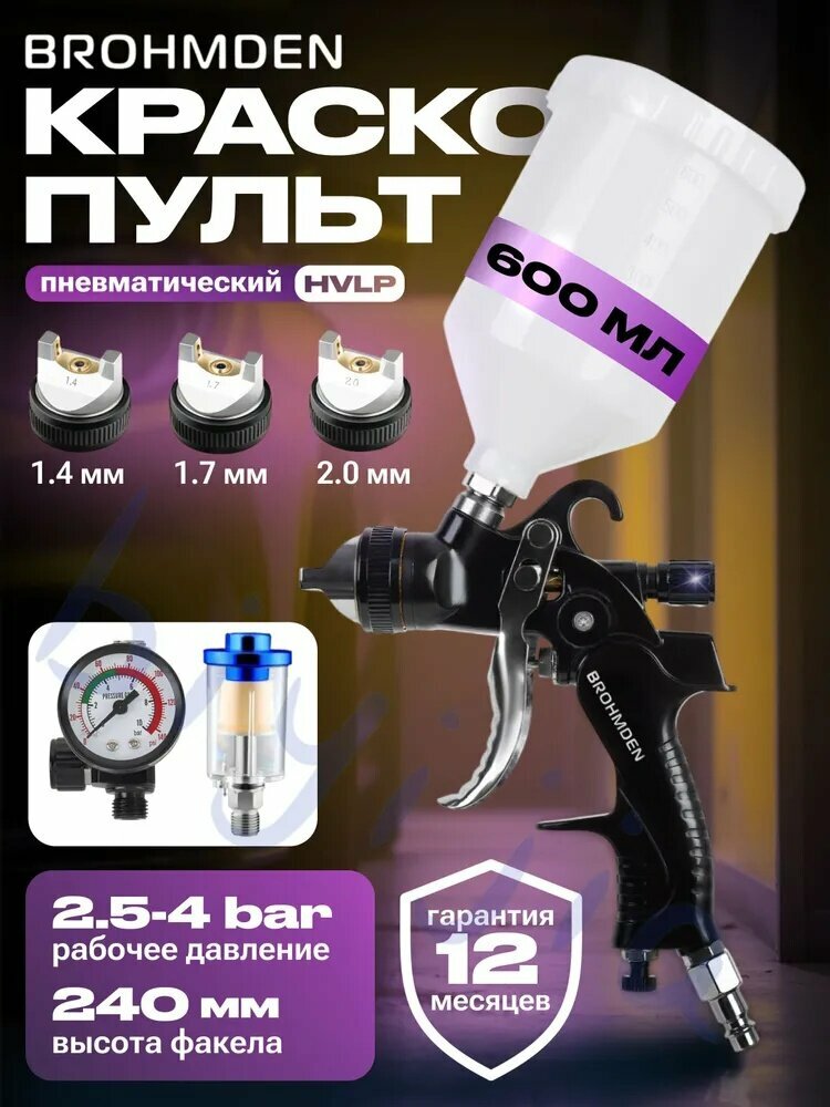 Краскопульт пневматический для компрессора HVLP BROHMDEN
