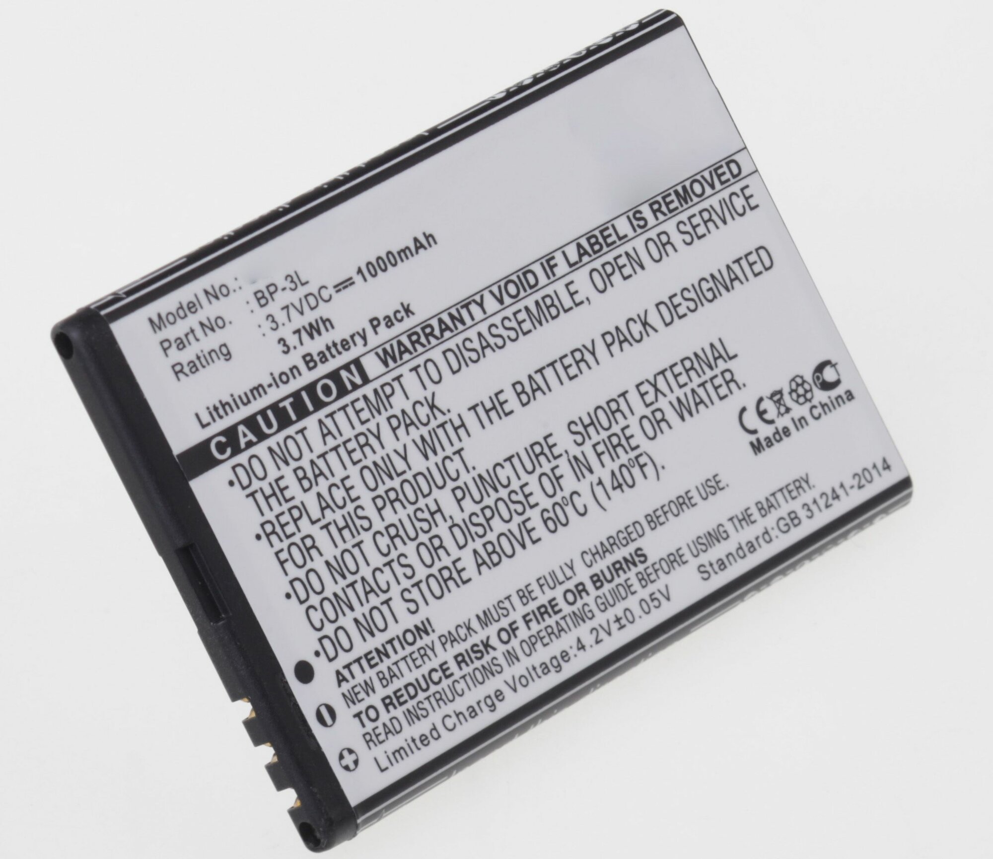 Аккумуляторная батарея iBatt 1000mAh для Nokia BP-3L, Asha 303, 1080, 9010, 9015TV, 303, 603,